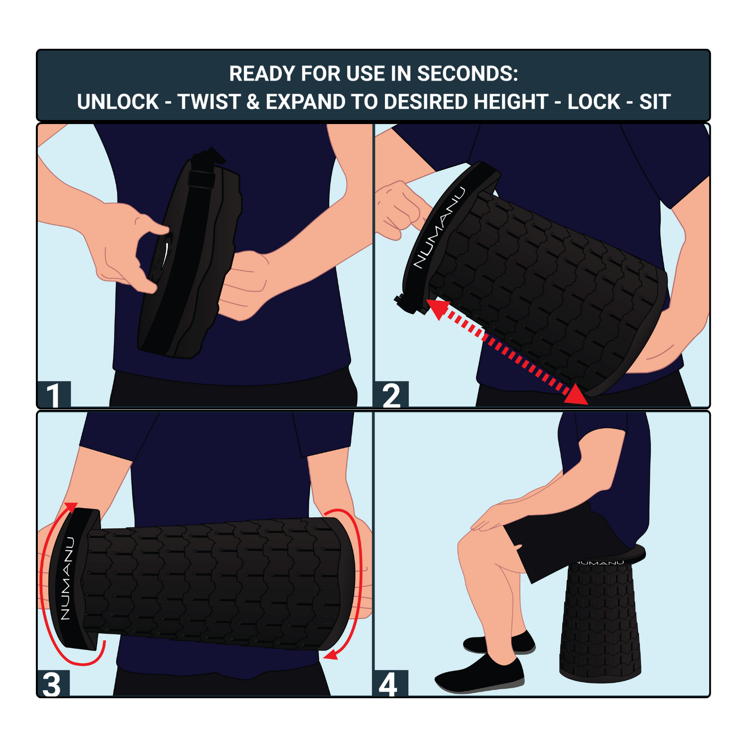 NUMANU Portable Collapsible Stool - Lifetime Manufacturer's Warranty ...